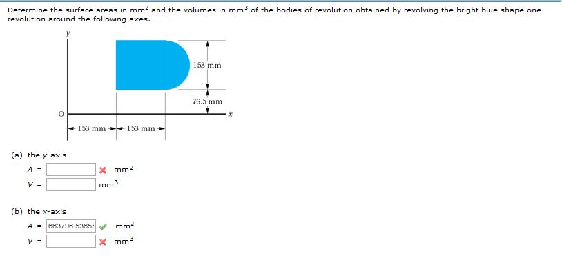 Solved Determine the surface areas in mm2 and the volumes in | Chegg.com