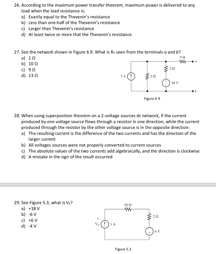 Solved 26. According to the maximum power transfer theorem, | Chegg.com