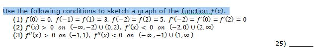 Solved Use the following conditions to sketch a graph of the | Chegg.com