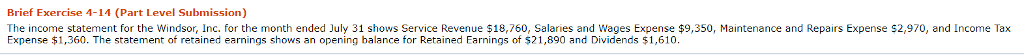 Solved Brief Exercise 4-14 (Part Level Submission) The | Chegg.com