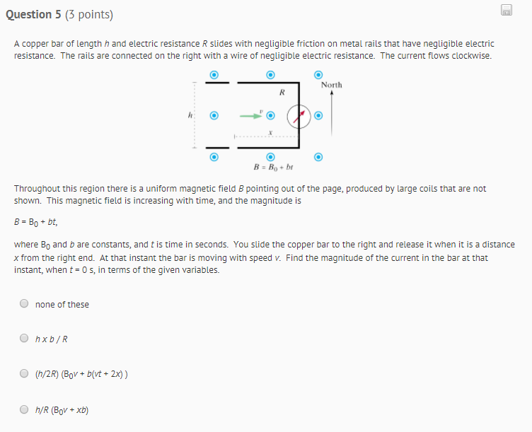 Solved A copper bar of length h and electric resistance R | Chegg.com