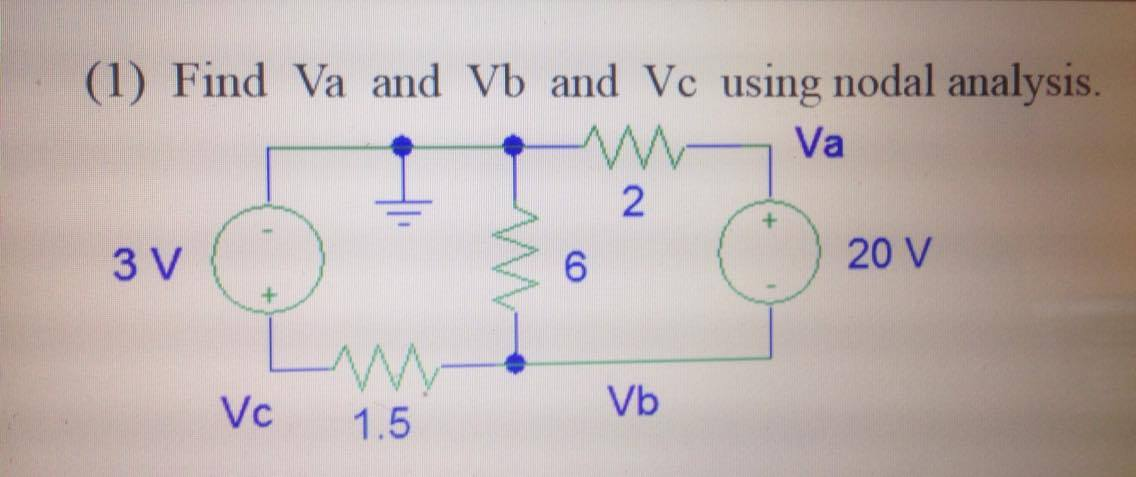 Solved Find Va and Vb and Vc using nodal analysis. | Chegg.com