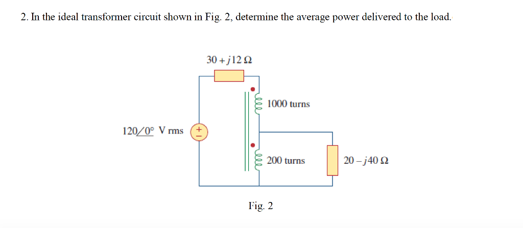 Solved In the ideal transformer circuit shown in Fig. 2, | Chegg.com