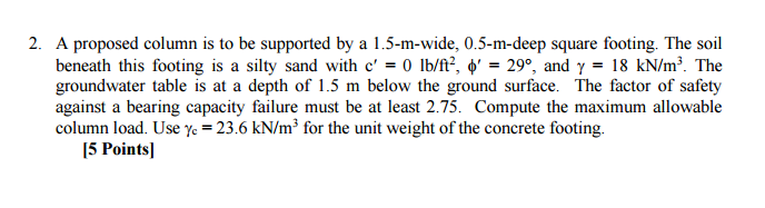 Solved 2. A proposed column is to be supported by a | Chegg.com
