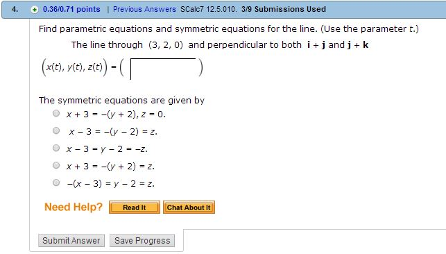 Solved Find Parametric Equations And Symmetric Equations For