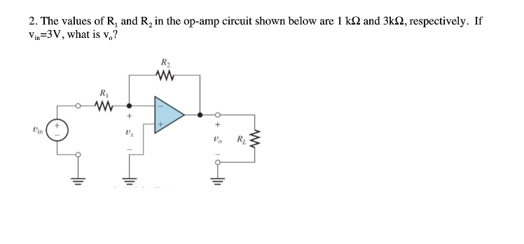 Solved The values of R1 and R2 in the op-amp circuit shown | Chegg.com