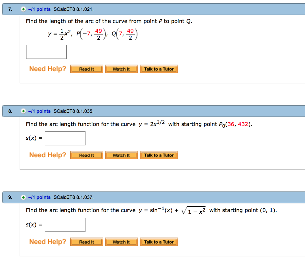 Solved 7. +-11 points SCalcET8 8.1.021 Find the length of | Chegg.com Solved 7. +-11 points SCalcET8 8.1.021 Find the length of | Chegg.com