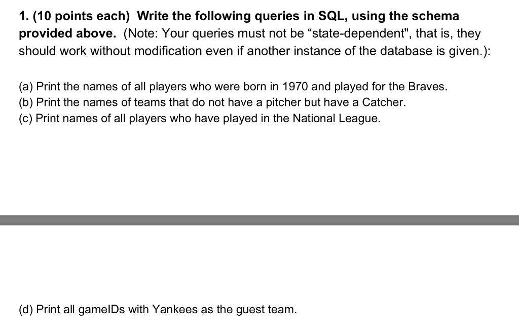 Solved Players(playerlD, playerName, team, position, | Chegg.com