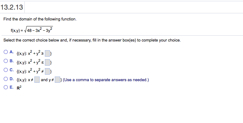 Solved Find The Domain Of The Following Function F X Y
