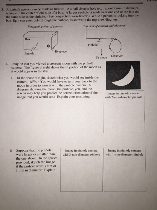 Solved 3. A pinhole camera can be made as follows. A small | Chegg.com