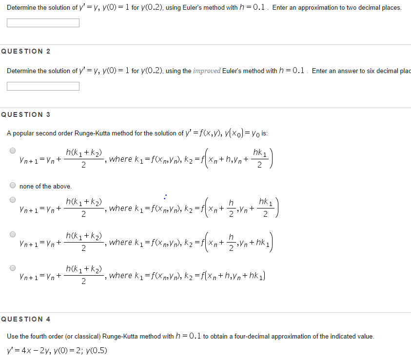 Solved Determine the solution of y y, y(0) l for y(0.2), | Chegg.com