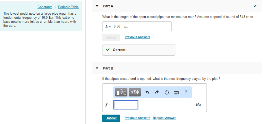 Solved Constants Periodic Table Part A The lowest pedal note | Chegg.com