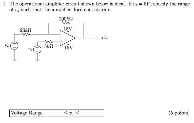 Solved 1. The operational amplifier circuit shown below is | Chegg.com