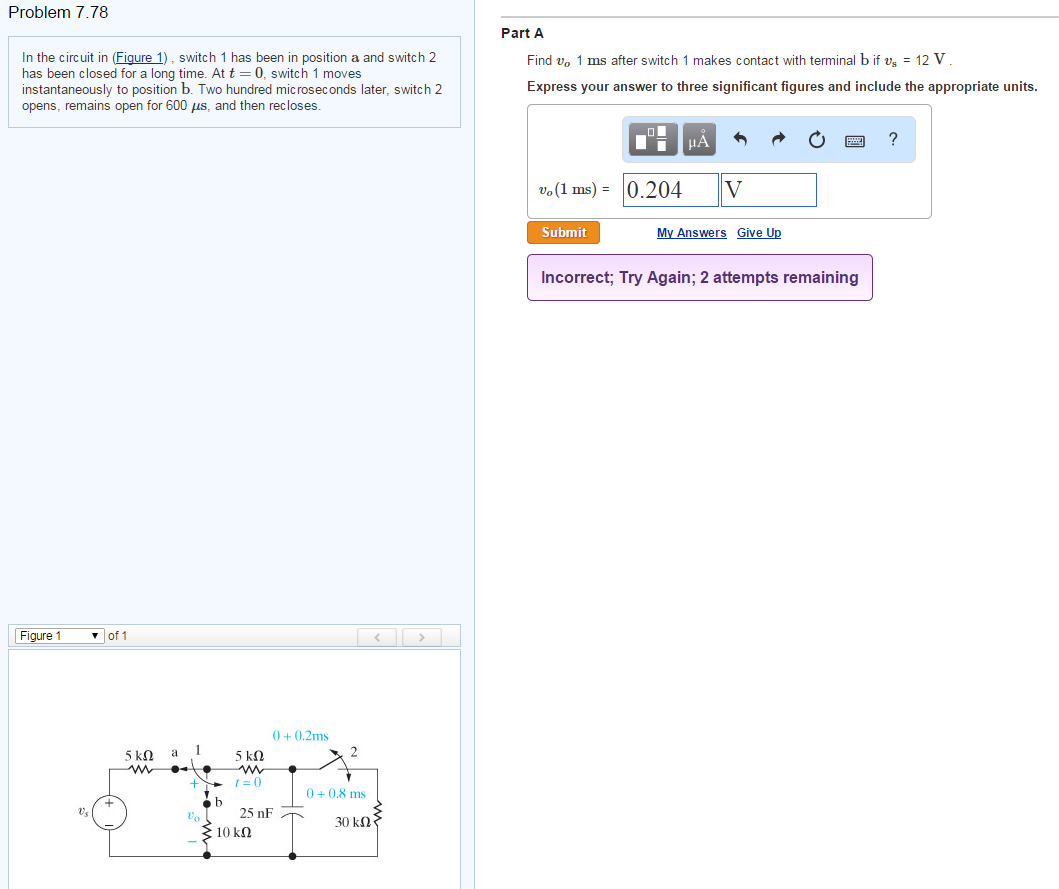 Solved In The Circuit In Figure 1 Switch 1 Has Been In