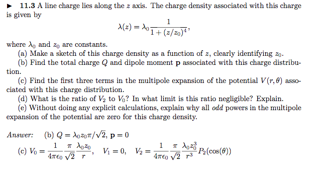 Solved 11.3 A line charge lies along the z axis. The charge | Chegg.com