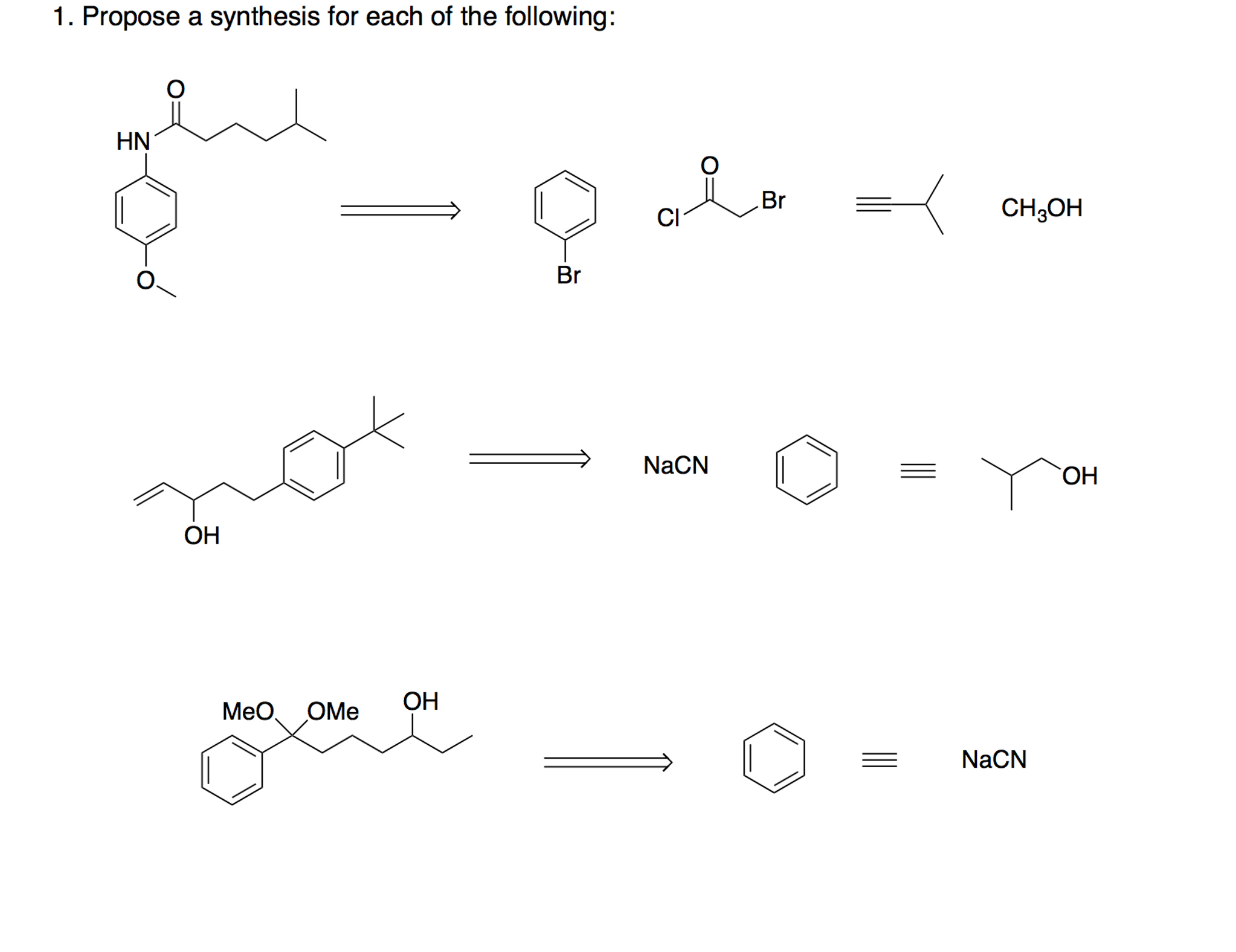 1. Propose a synthesis for each of the following: HN | Chegg.com