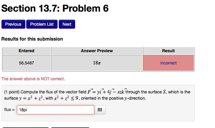 Solved Section 13.7: Problem 6 Previous Problem List Next | Chegg.com