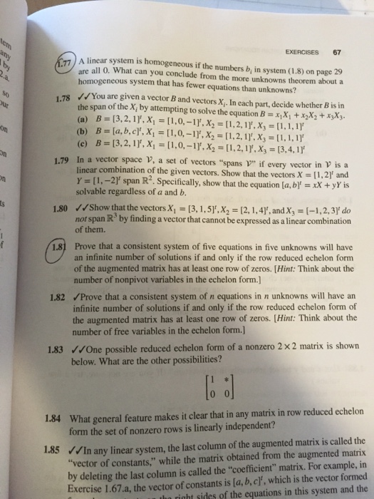 Solved work. examples (a) A system of five equations in five | Chegg.com