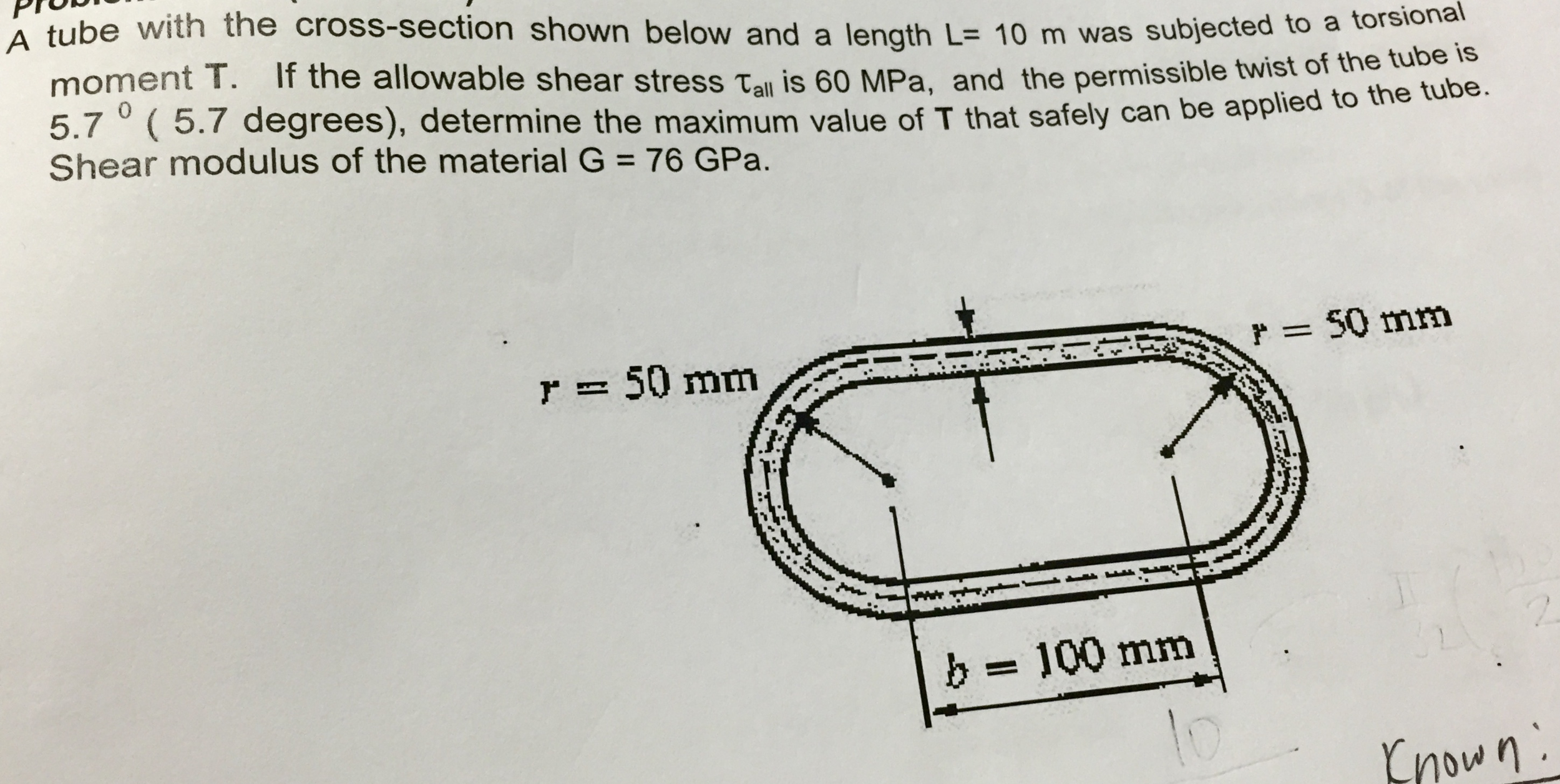 Solved A tube with the cross-section shown below and a | Chegg.com