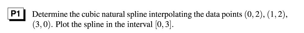 Solved P1 l Determine the cubic natural spline interpolating | Chegg.com