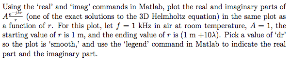 Solved Using the "real" and "imag" commands in Matlab, plot | Chegg.com