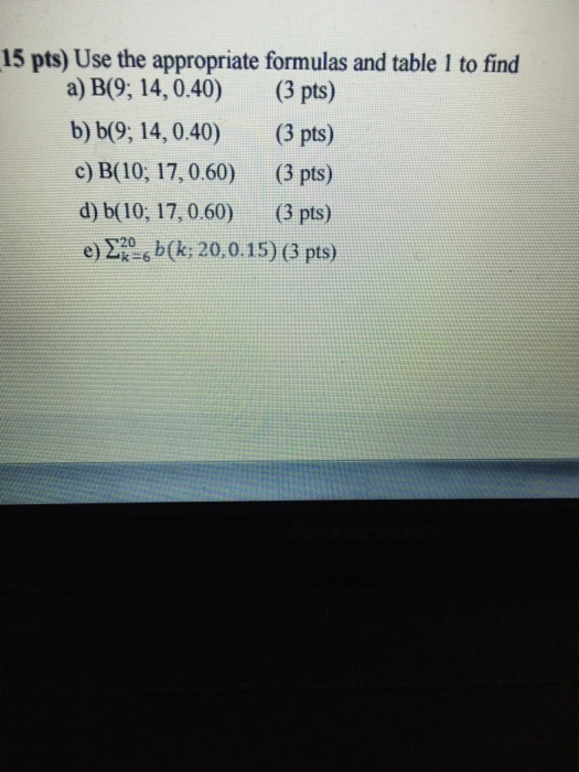 Solved Use the appropriate formulas and table 1 to find | Chegg.com