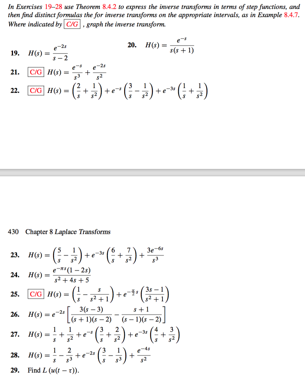 Solved Use Theorem 8.4.2 to express the inverse transforms | Chegg.com