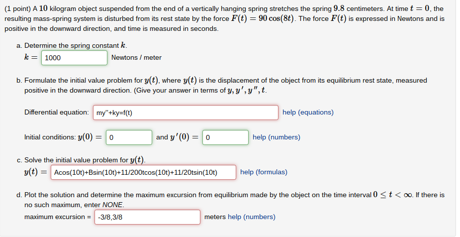 Solved A 10 kilogram object suspended from the end of a | Chegg.com