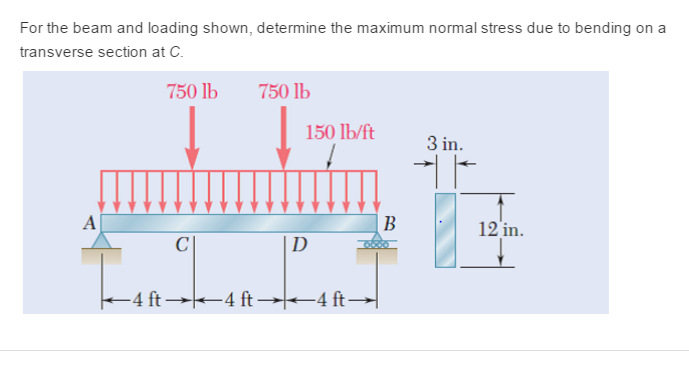 Solved For the beam and loading shown, determine the maximum | Chegg.com