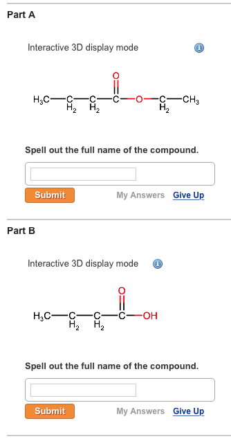 Solved Part A Interactive 3D display mode HaCCCCOCCH H2 H | Chegg.com