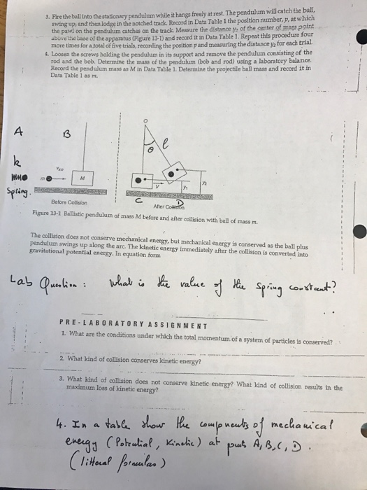 Solved The Ballistic Pendulum and Projectile Motion THEORY | Chegg.com