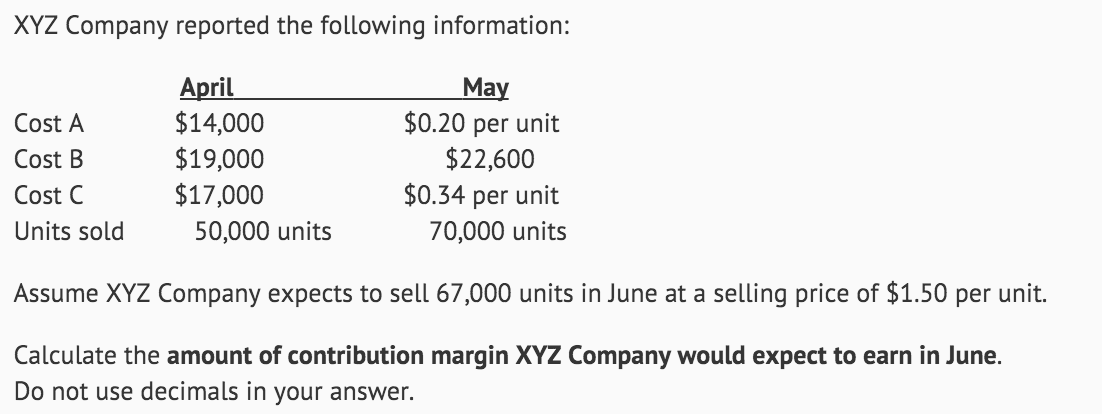 Solved XYZ Company reported the following information: | Chegg.com