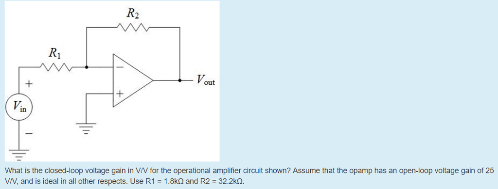 Solved What is the closed-loop voltage gain in V/V for the | Chegg.com