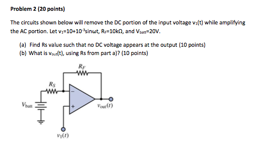 Solved Problem 2 (20 points) The circuits shown below will | Chegg.com