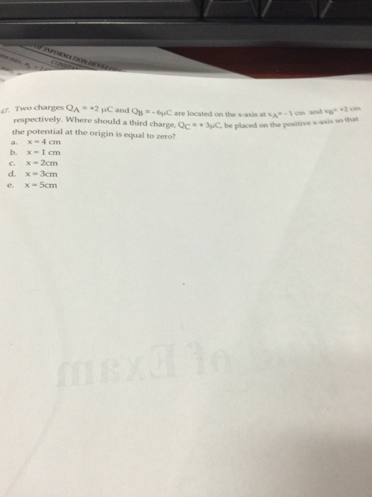 Solved 47. Two charges QA = +2 Mu C and QB = -6 Mu C are | Chegg.com