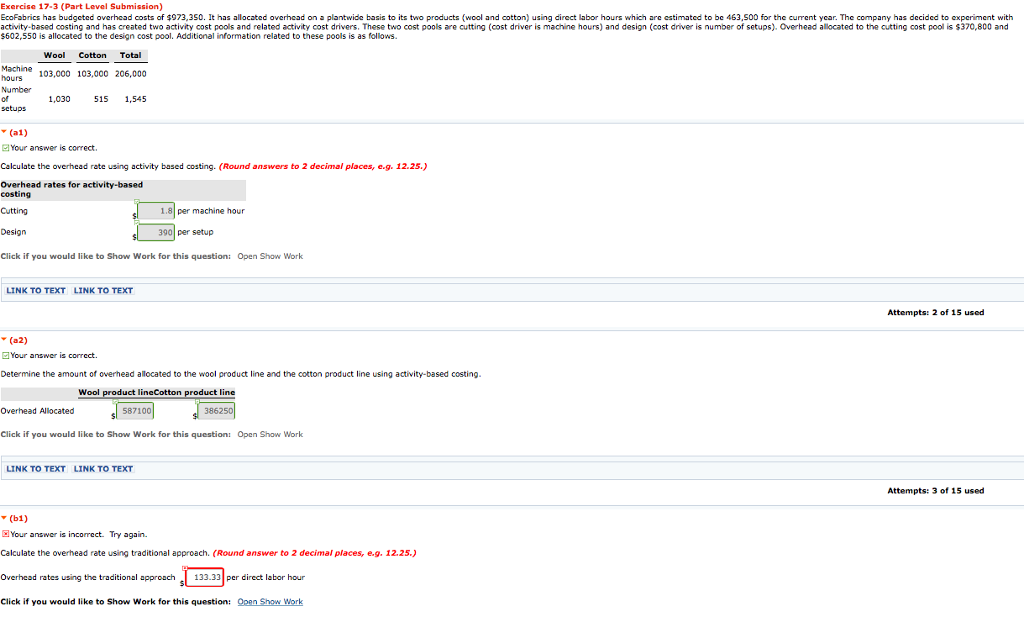 Solved Exercise 17-3 (Part Level Submission) EcoFabrics has | Chegg.com