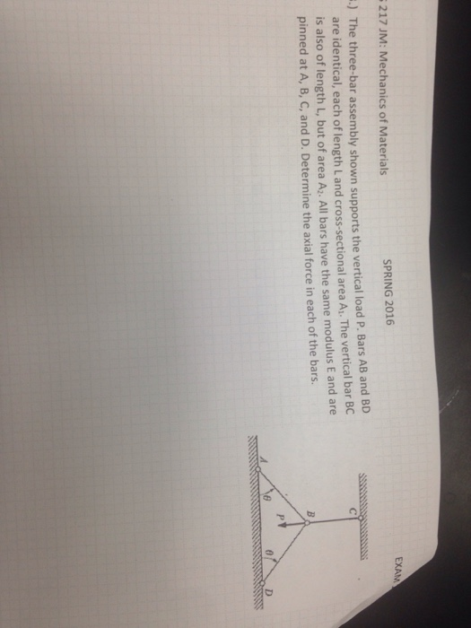 Solved EXAM 217 JM: Mechanics of Materials SPRING 2016 ) The | Chegg.com