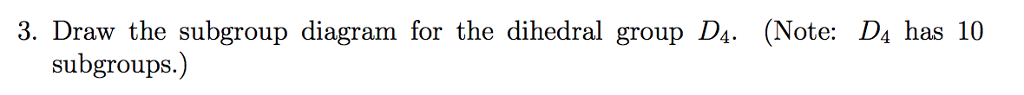 Solved 3. Draw the subgroup diagram for the dihedral group | Chegg.com