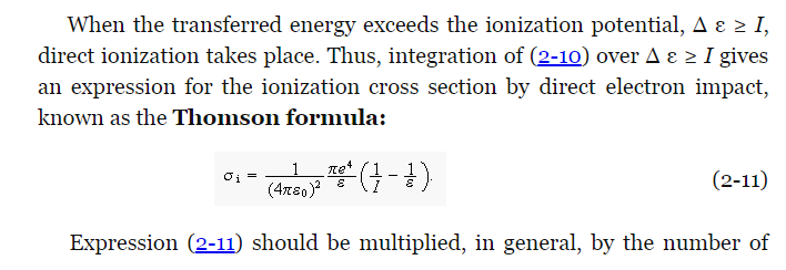 Solved Using Thomson formula, calculate ionization cross | Chegg.com