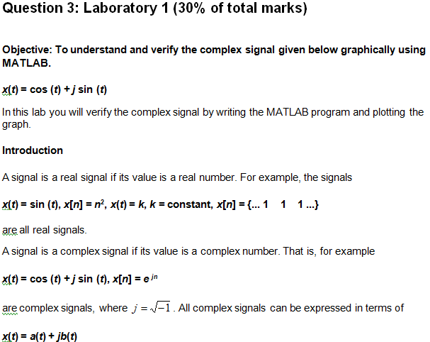 Solved Question 3: Laboratory 1 (30% of total marks) | Chegg.com