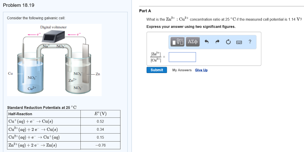 Solved Consider the following galvanic cell: What is the | Chegg.com