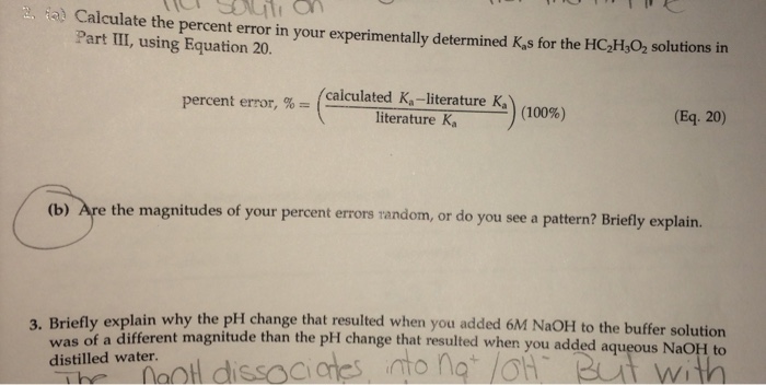 Solved calculate the percet error in your experimentally | Chegg.com