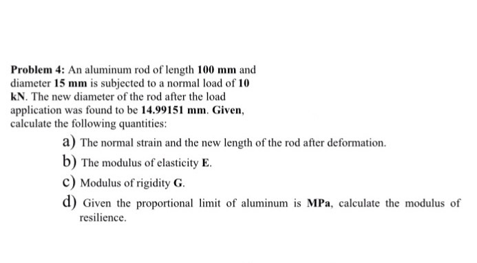 Solved Calculate:a) The normal strain and the new length of | Chegg.com