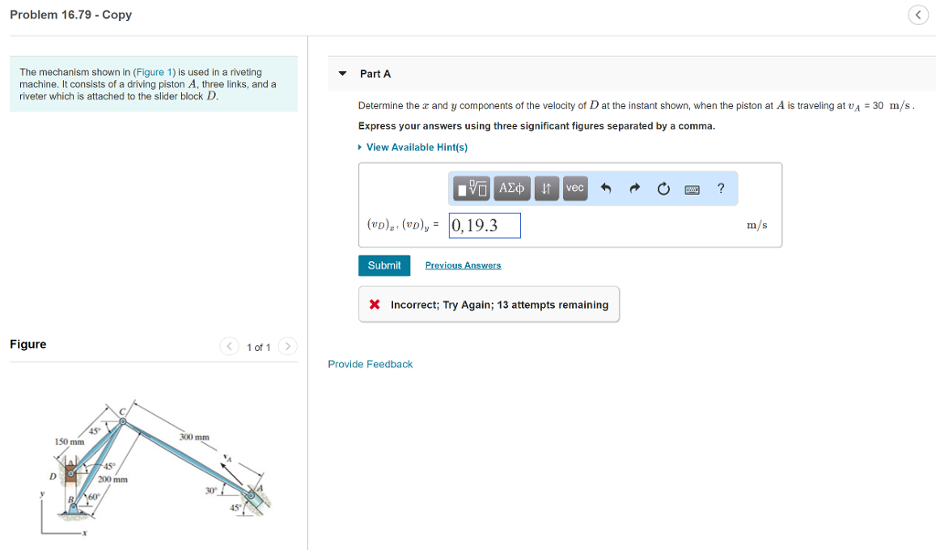 Solved Problem 16.79-Copy The mechanism shown in (Figure 1) | Chegg.com