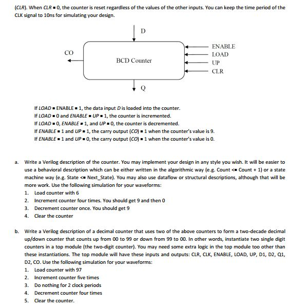 I need Verilog code in Modelsim for the Task attached | Chegg.com