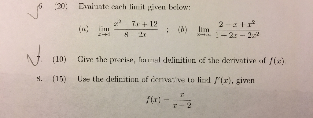 Solved Evaluate each limit given below: lim_x rightarrow 4 | Chegg.com