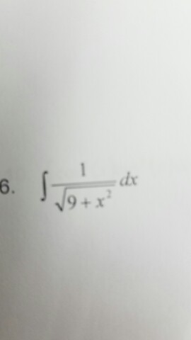 Solved integral 1/squareroot 9 + x^2 dx | Chegg.com