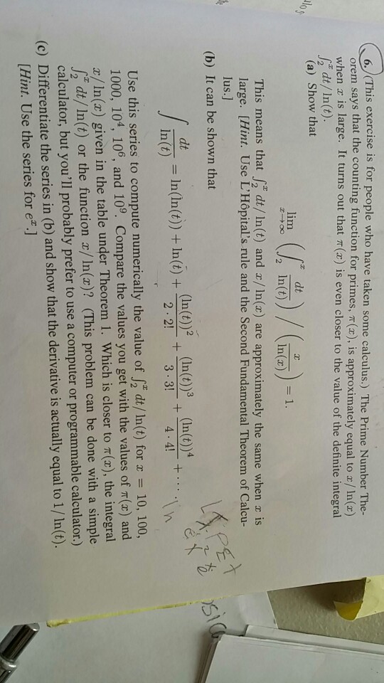 Solved The Prime Number Theorem Says That The Counting