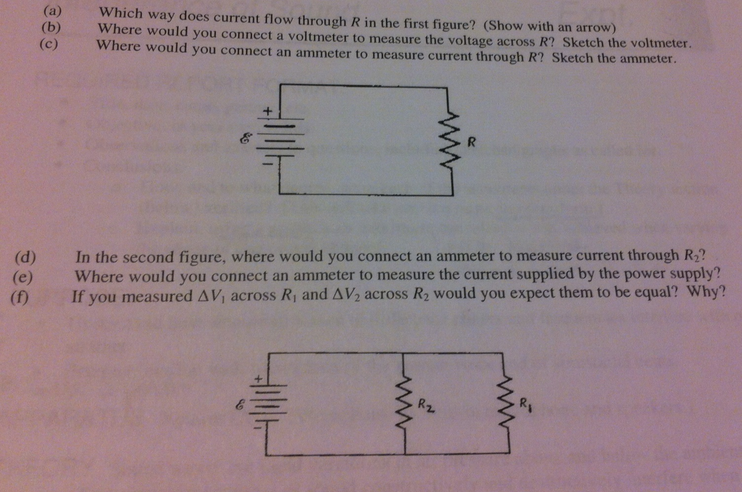Solved (a)Which way does current flow through R in the first | Chegg.com