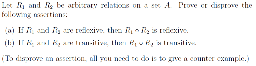 Solved Let R_1 and R_2 be arbitrary relations on a set A. | Chegg.com